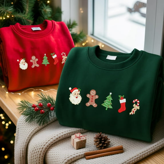 Coquette Christmas Embroidered Sweatshirt, Christmas Tree Embroidery ...