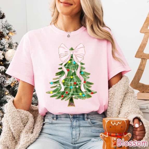Coquette Christmas Tree Shirt Girly Holiday Tee - Walmart.com