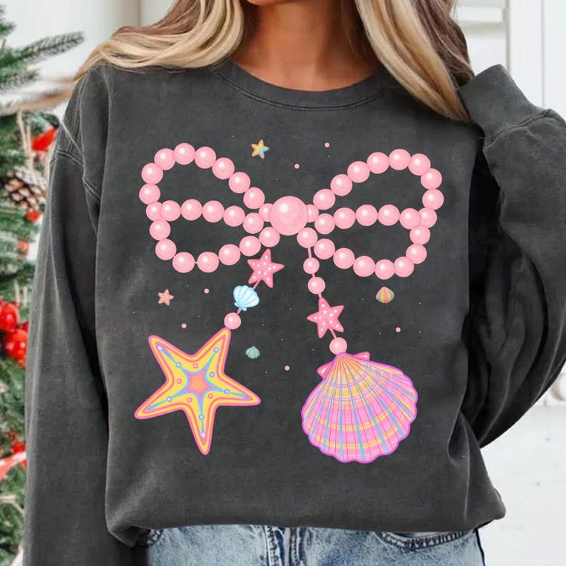 Coquette Clam Sweatshirt, Coastal Seashell Sweatshirt, Preppy Summer ...