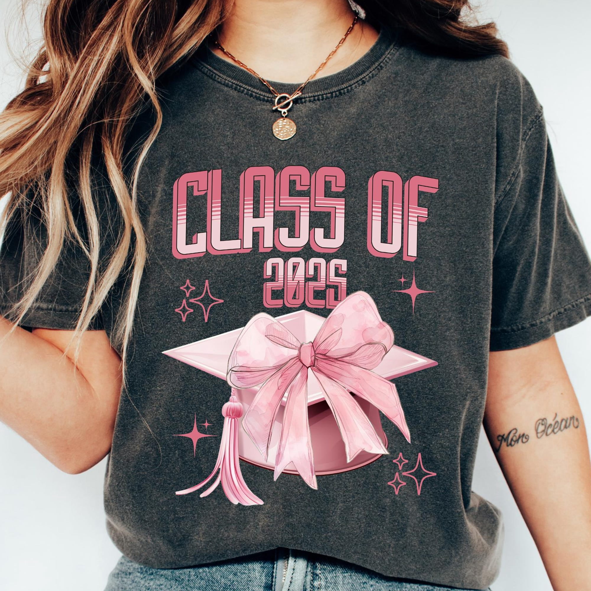 Coquette Class of 2025 Comfort Colors Shirt - Graduation Hat Tee with ...