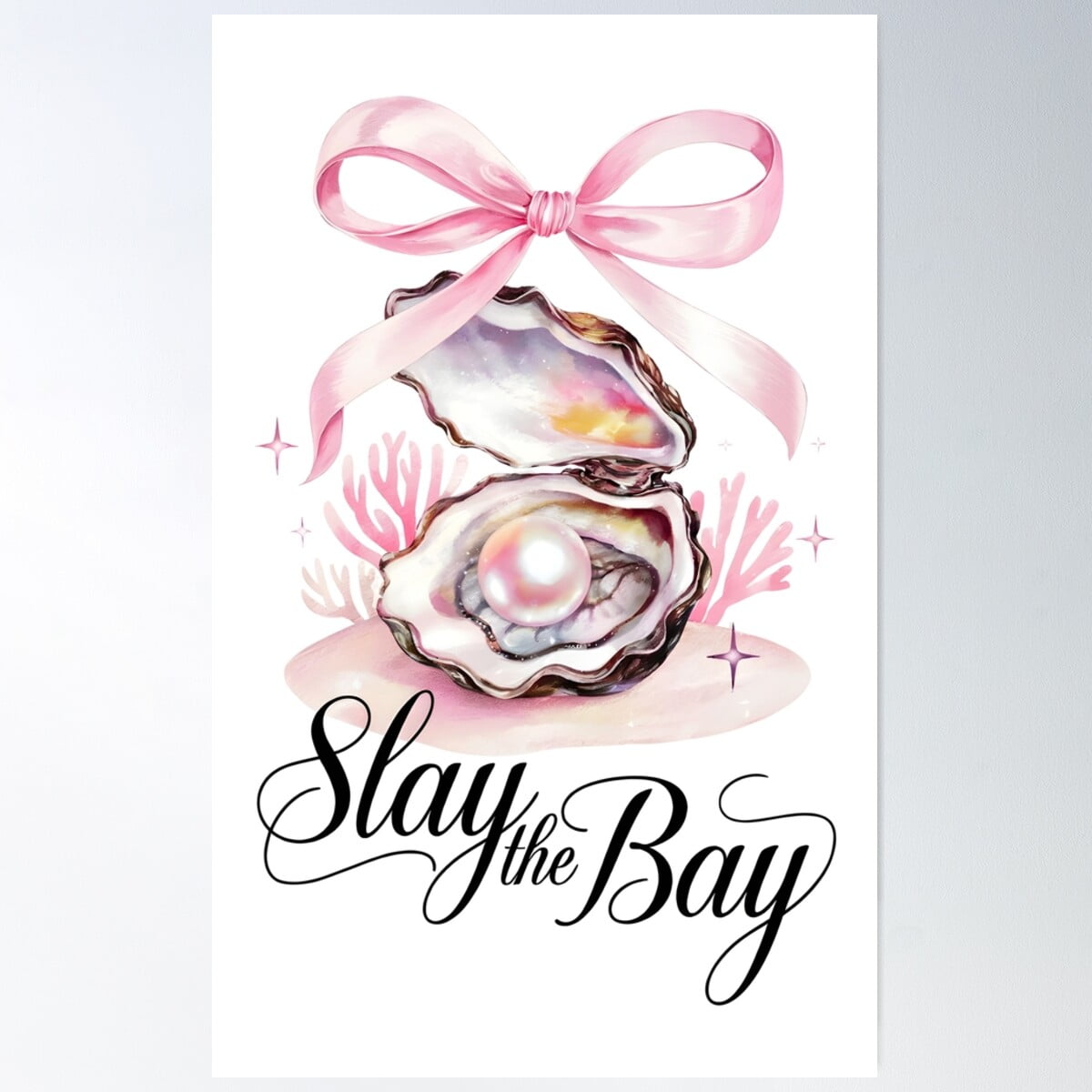 Coquette Coastal Pearl & Seashell, "Slay The Bay" Preppy Girly Social ...