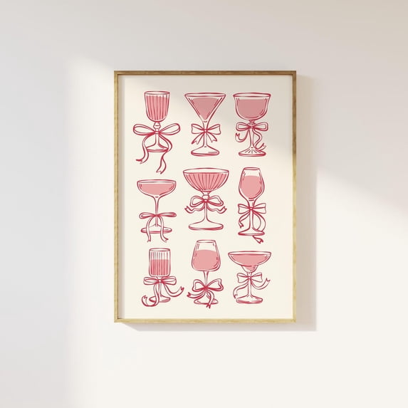 Coquette Cocktails Wall Art Valentines Bar Cart Poster Aesthetic Cute ...