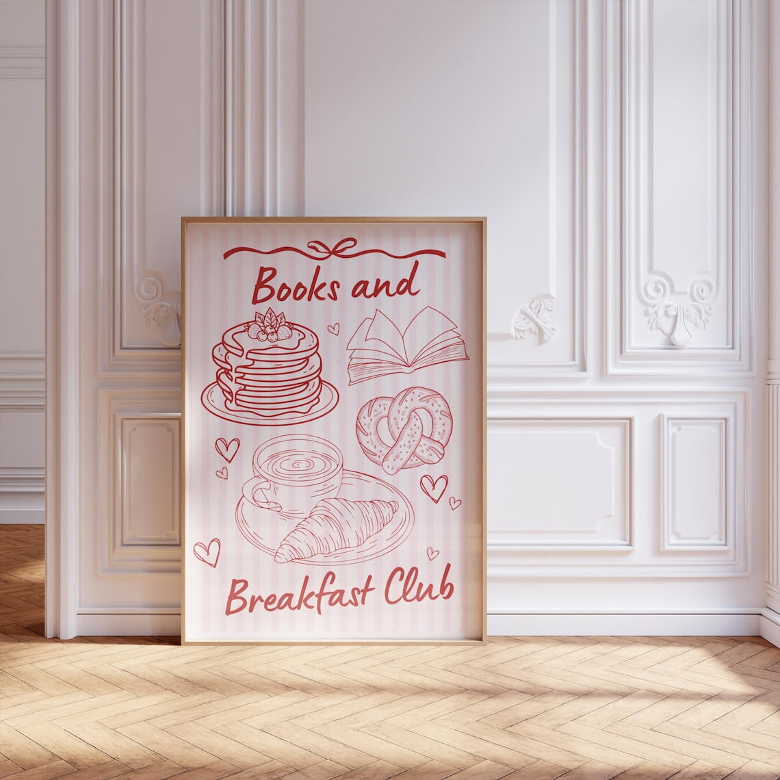 Coquette Coffee Club Kitchen Print, Pink Striped Coffee Bar Decor Pdf ...