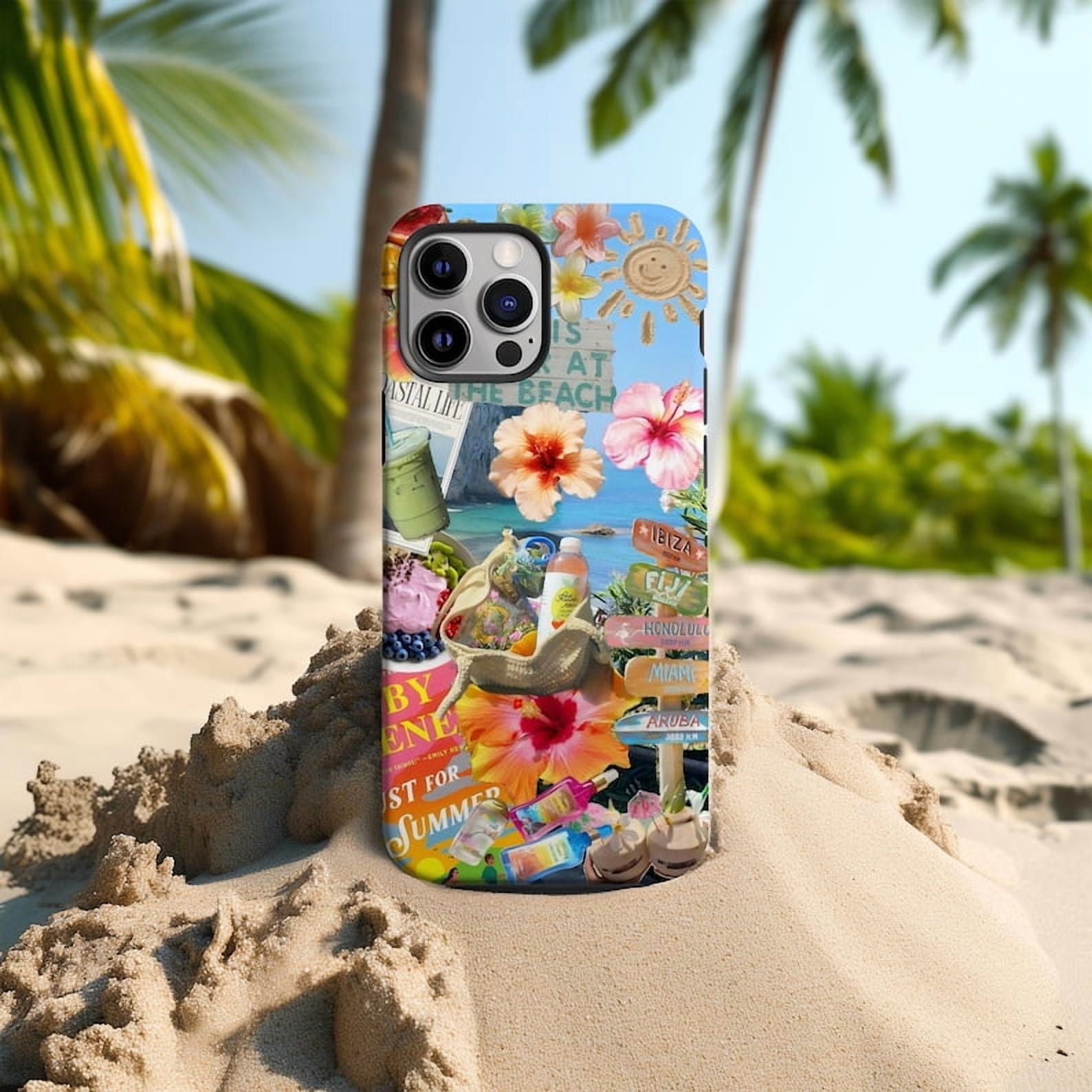 Coquette Collage Hibiscus Beachy Tropical iPhone Case 11-16 Pro Max ...