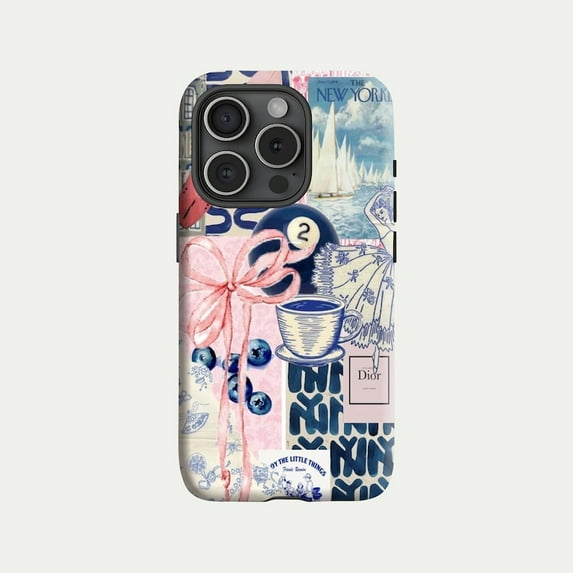 Coquette Collage Preppy Cute Blue Aesthetic Stylish Protective Phone ...