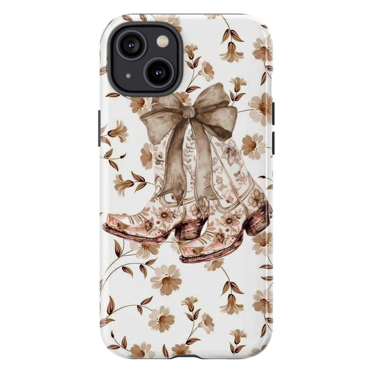 Coquette Cowboy Boots Phone Case, Floral Bow Western Design iPhone ...
