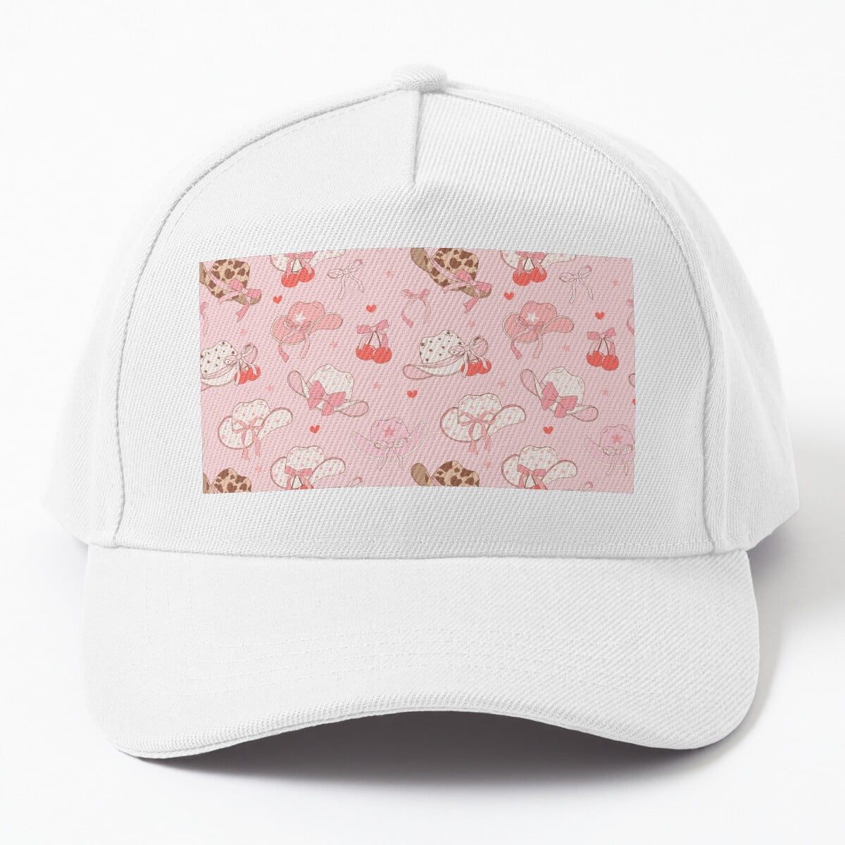 Coquette Cowgirl Hats, Cute Pink Bows & Hearts Pattern Baseball Cap ...