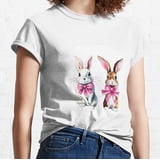 Coquette Cute Bunnies wearing Pink Bows Classic T-Shirt Vintage ...
