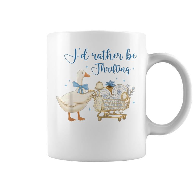 Coquette Cute Silly Goose Duck I D Rather Be Thrifting Coffee Mug ...