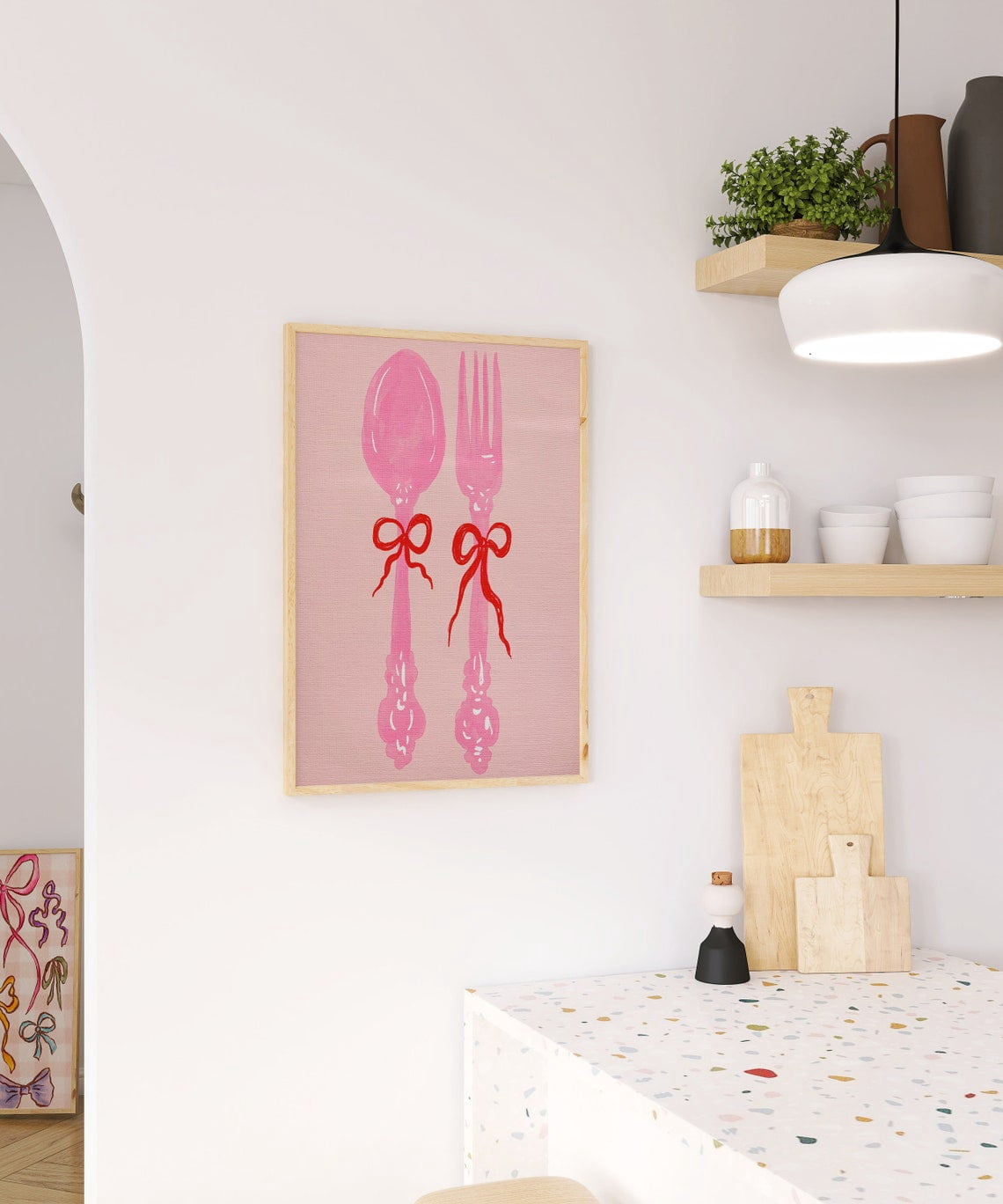 Coquette Cutlery Hand Drawn Kitchen Wall Art, Unframed Canvas 24x36in ...