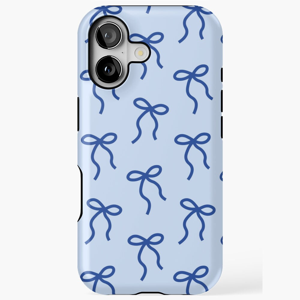 Coquette Dark Blue Ribbon Bows Art Phone Case 17 16 15 14 13 12 11 Pro ...