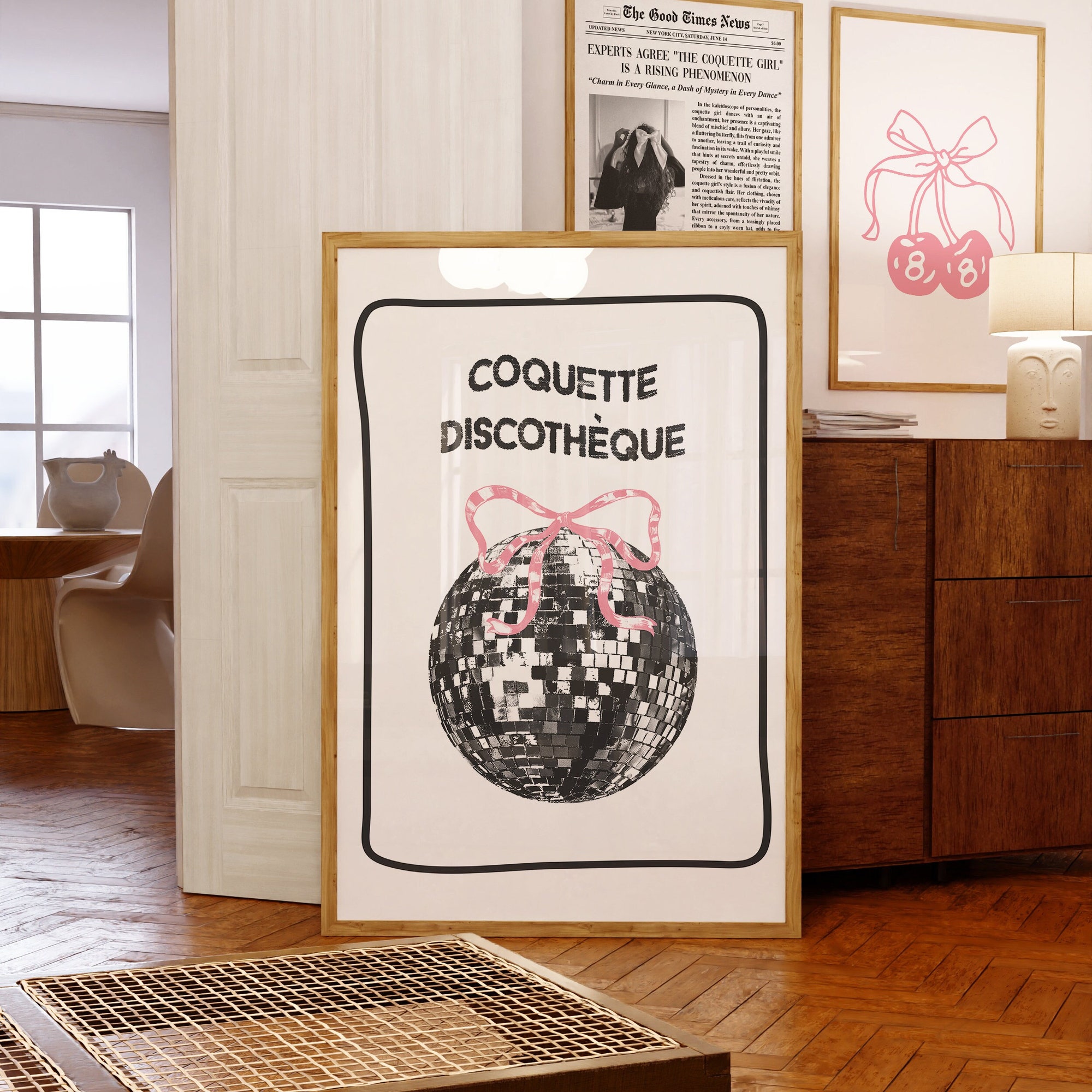 Coquette Discotheque Disco Ball Poster, Ballet-Core Wall Art, Soft Girl ...