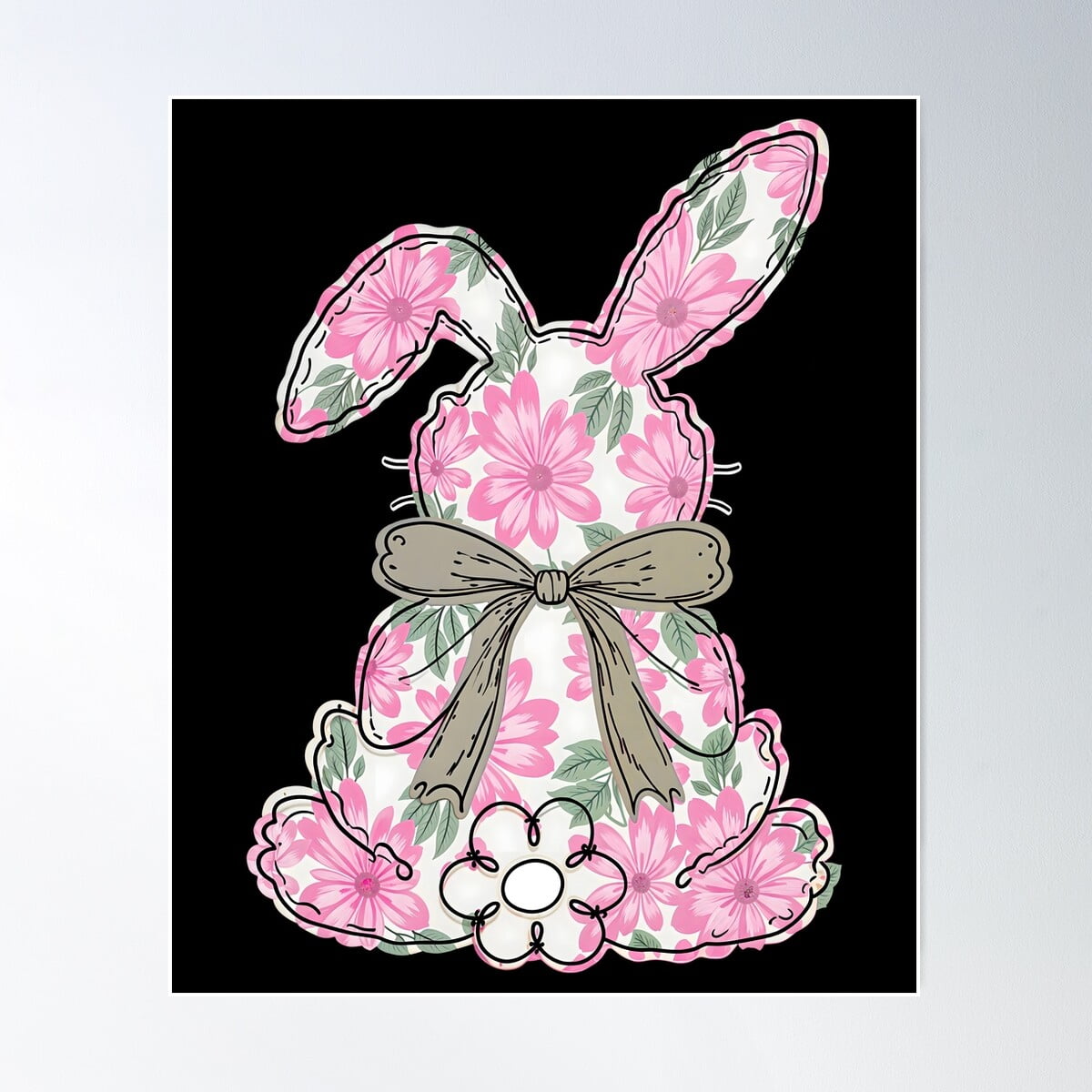 Coquette Easter Bunny Floral, Coquette Easter Poster Wall Art, Modern ...