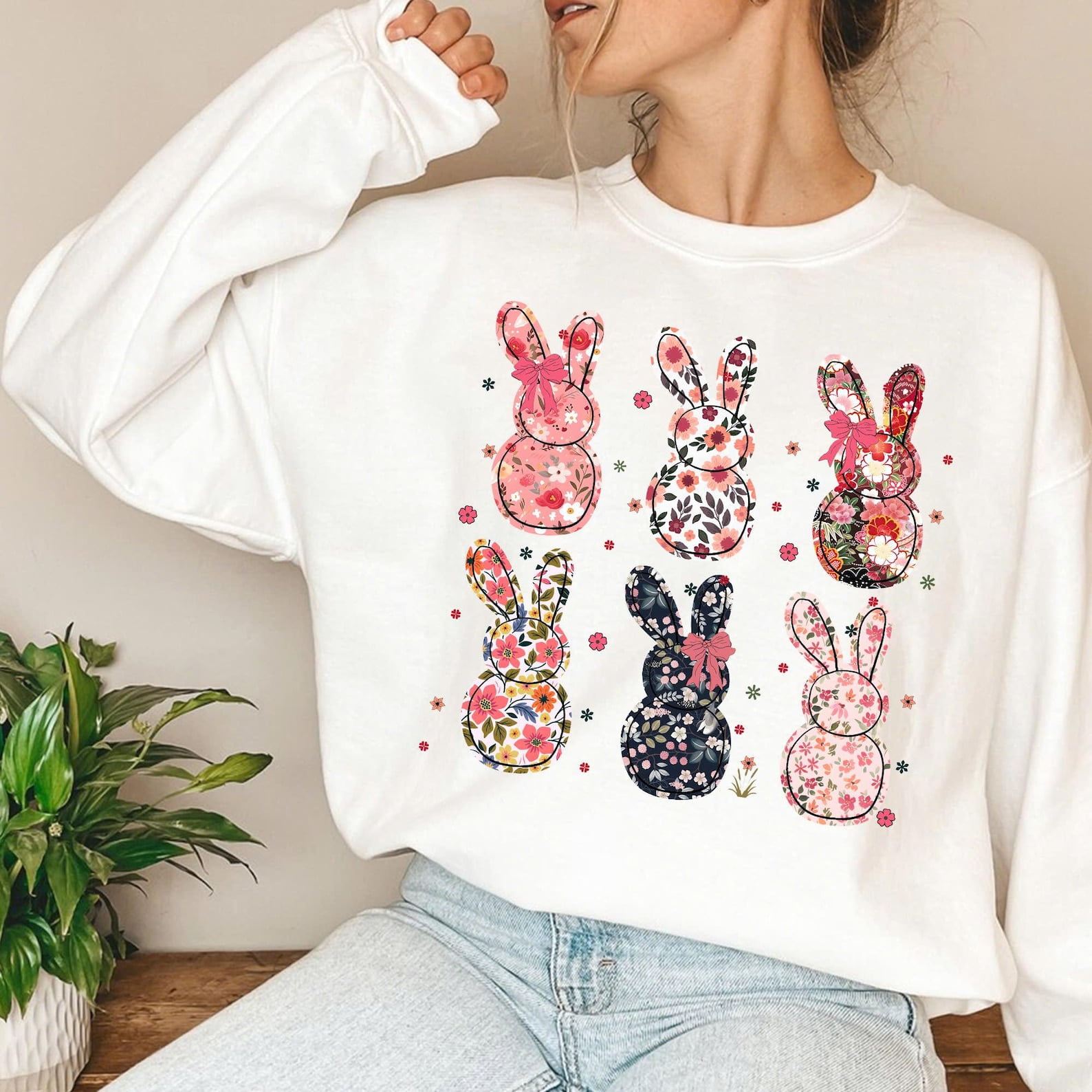 Coquette Easter Bunny Sweatshirt, Retro Easter Sweatshirt, Girly Kids ...