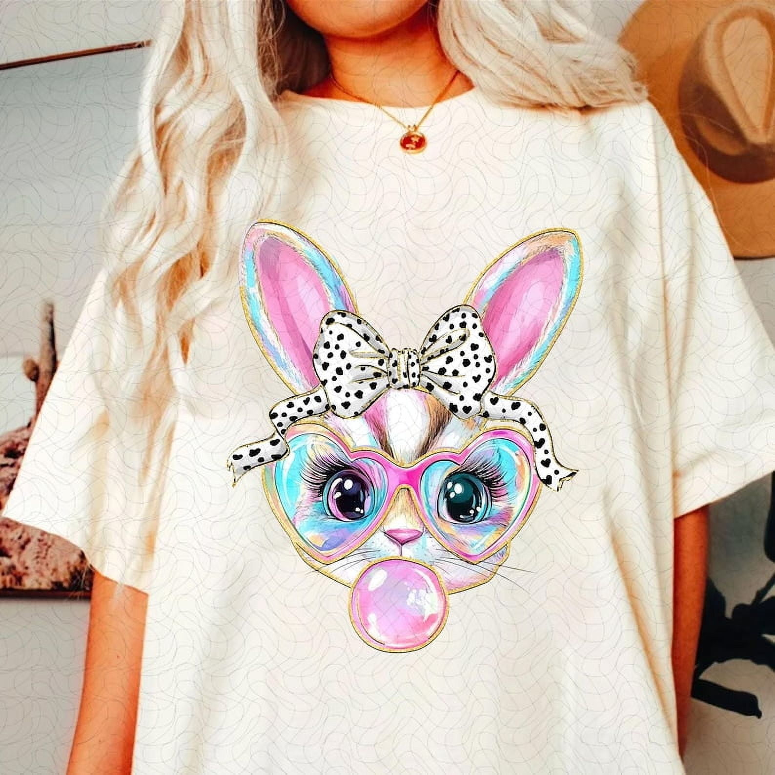 Coquette Easter Bunny T-Shirt, Glitter Happy Easter Tee, Brushstroke ...