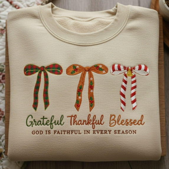 Coquette Faith Christmas Embroidered Sweatshirt, Holiday Christian ...