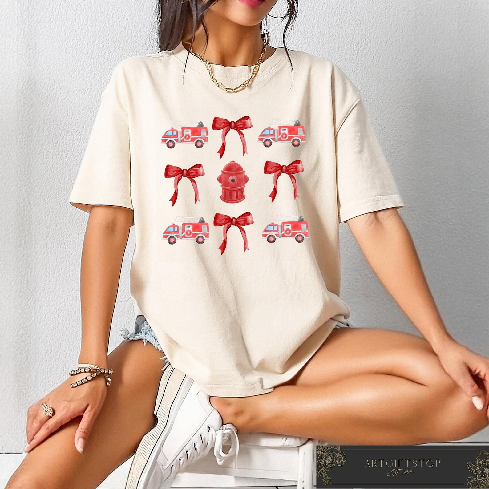 Coquette Firefighter T-shirt, Retro Comfort Firefighter Shirt, Cute ...