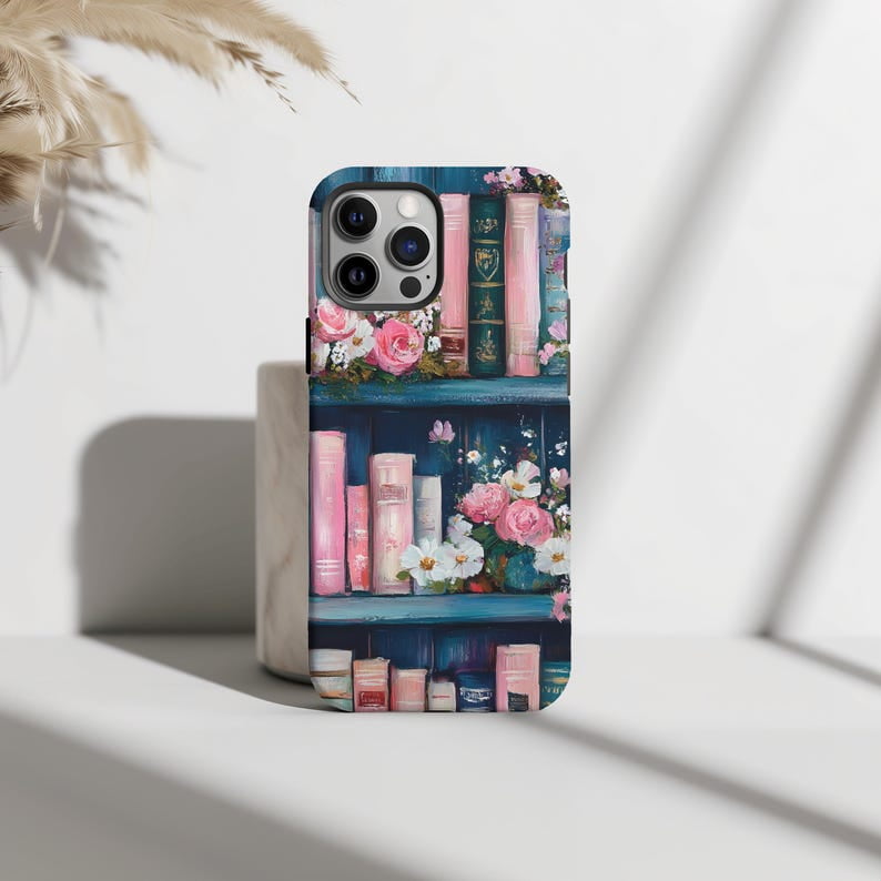 Coquette Floral Bookshelf Pink Blue Phone Case for iPhone 11 12 13 14 ...