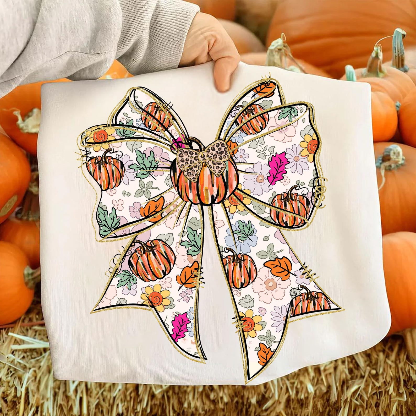 Coquette Floral Fall Pumpkin, Preppy Pumpkin Bow, Glitter Pink Pumpkin ...