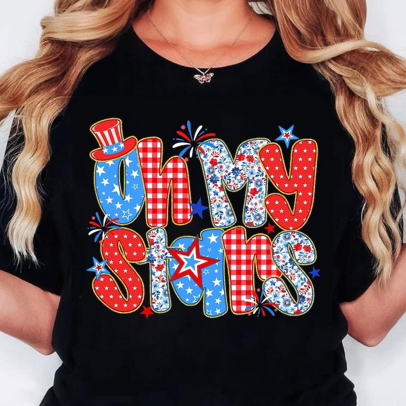 Coquette Floral Oh My Star Glitter Shirt, Preppy USA Floral Tee, 4th of ...