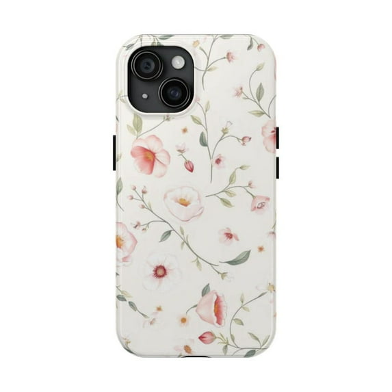 Coquette Floral Pink & Green Flower Design Protective Tough Case for ...