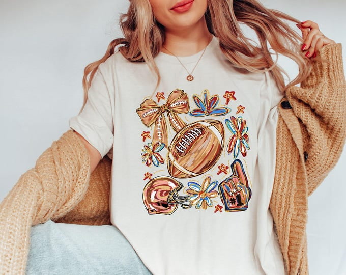 Coquette Football Mom Shirt, Mama Floral Football Shirt, Mom Football ...