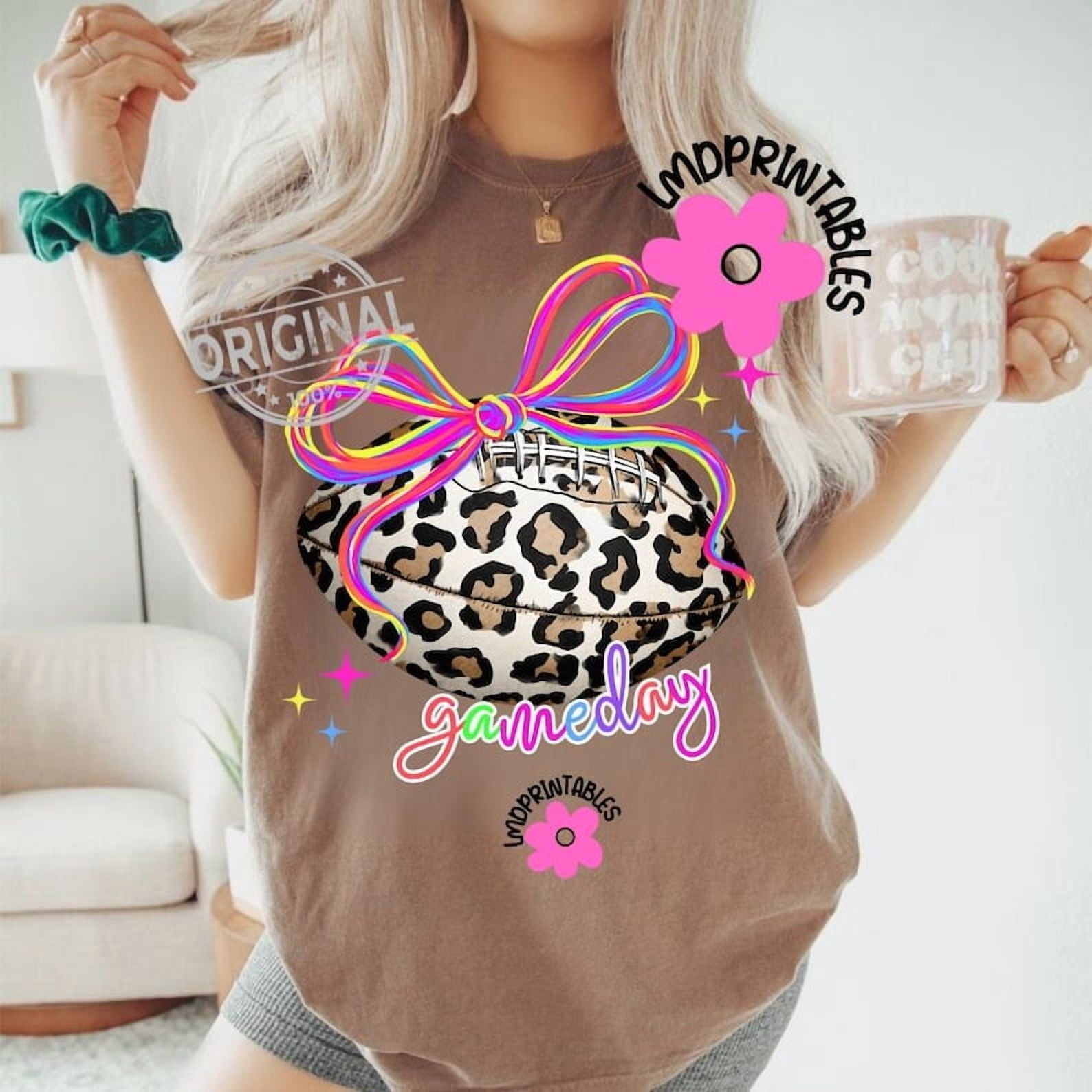 Coquette Football T-Shirt - Leopard Print Game Day Tee, Fall Football ...