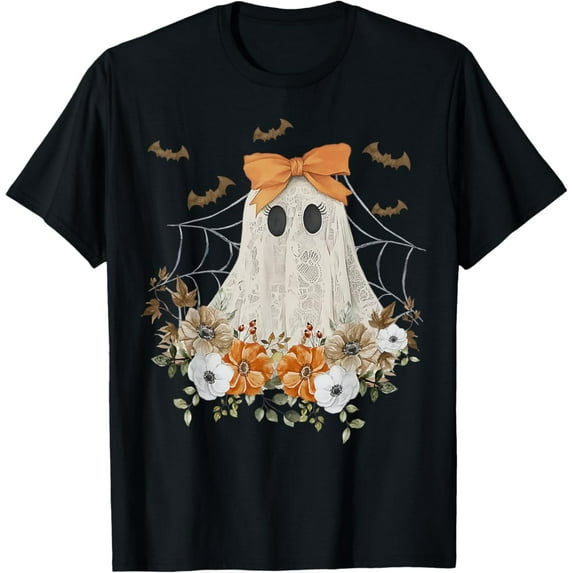 Coquette Ghost Flower Ghost Spooky Lace T-Shirt, Vintage T-Shirt - All ...