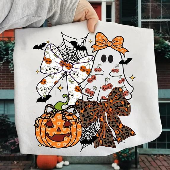 Coquette Ghost Pumpkin ,Spooky Bow Sublimation Design SWEATSHIRT All ...