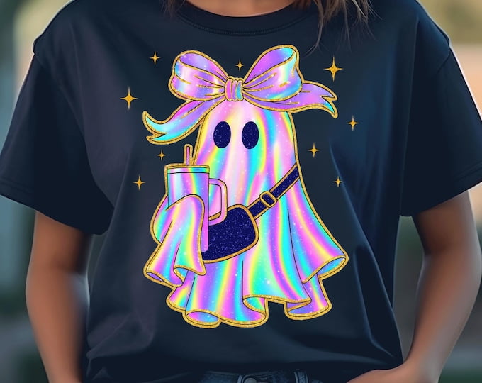 Coquette Ghost T-Shirt: Iridescent Pastel Kawaii Spooky Tee - Walmart.com