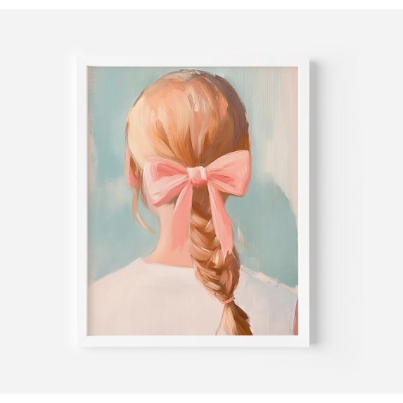 Coquette Girl Poster Pink Bow, Preppy Nursery Art, Unframed Canvas Size ...