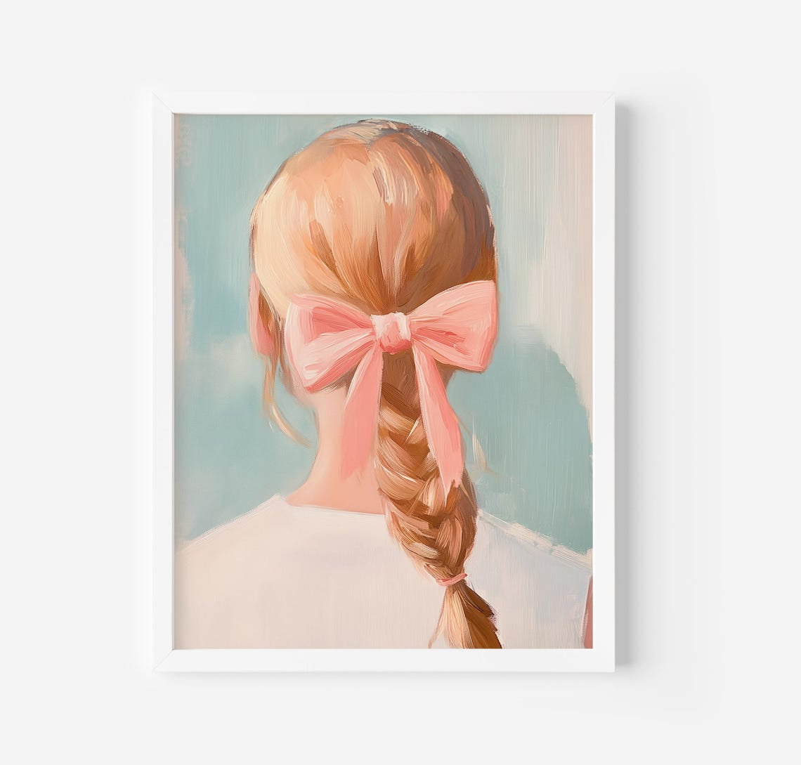 Coquette Girl Poster Pink Bow, Preppy Nursery Art, Unframed Poster Size ...