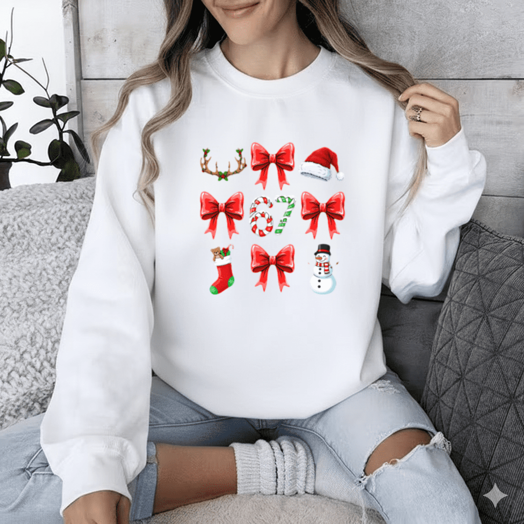 Coquette Girls 67 Meme Six Seven Bow Funny Christmas Trend Sweatshirt ...