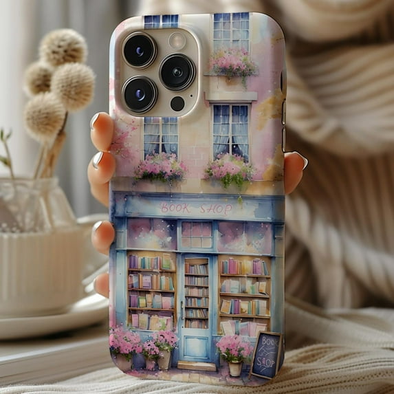 Coquette Girly Book Shop Phone Case with a Charming Watercolor Bookish ...