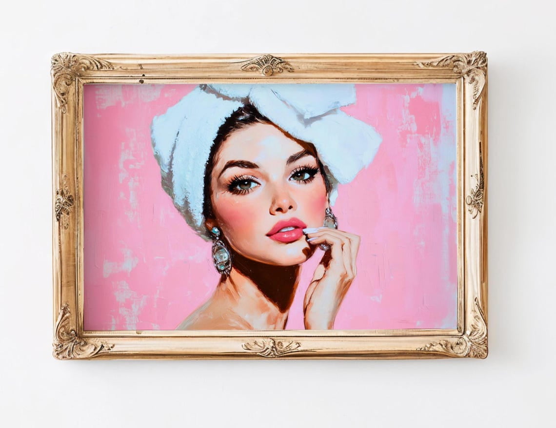 Coquette Girly Pink Wall Art Prints Vintage Oil Painting Girly Wall ...