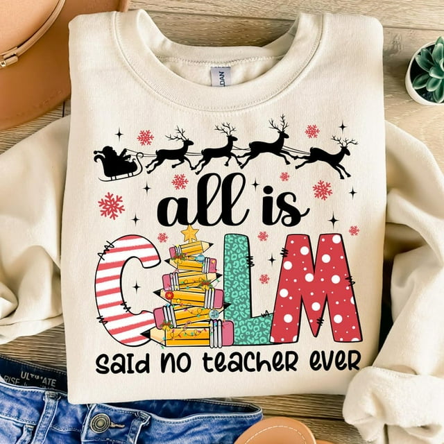 Coquette Glitter Teacher Christmas Tree Bow Sweatshirt Teacher