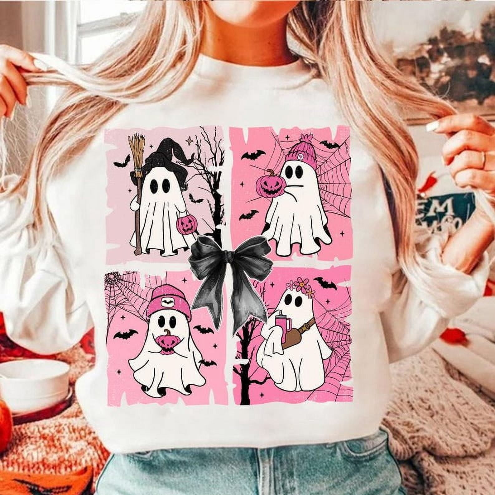Coquette Halloween Shirt, Halloween Ghost Sweatshirt, Cute Ghost Shirt ...