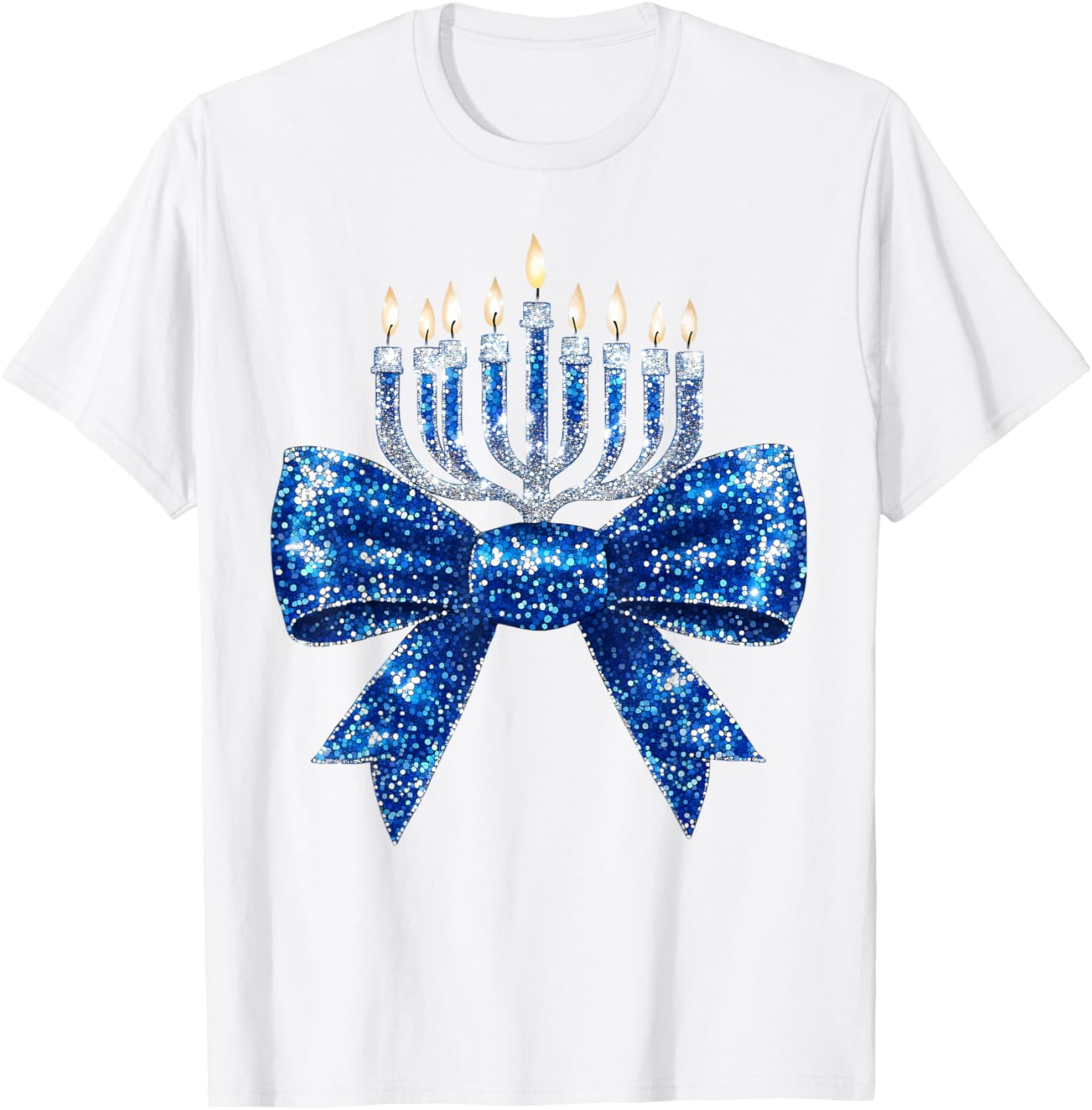 Coquette Hanukkah Bow Jewish Bow Menorah Bow Women Girls T-ShirtMen's ...