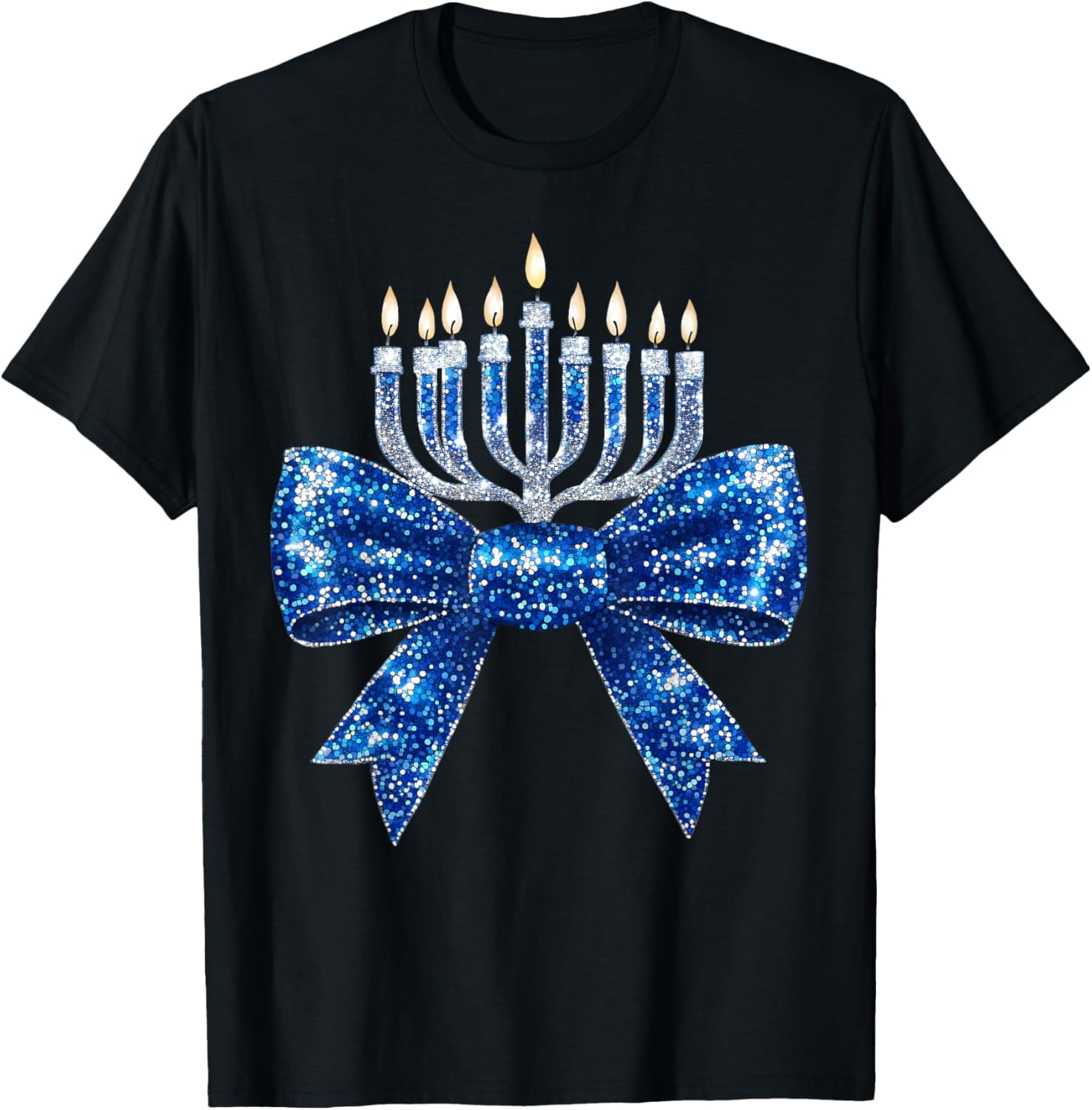 Coquette Hanukkah Bow Jewish Bow Menorah Bow Women Girls T-Shirt ...