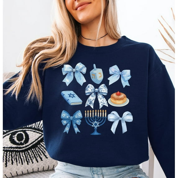 Coquette Hanukkah Sweatshirt, Coquette Bow Hanukkah Sweater - Sizes S ...