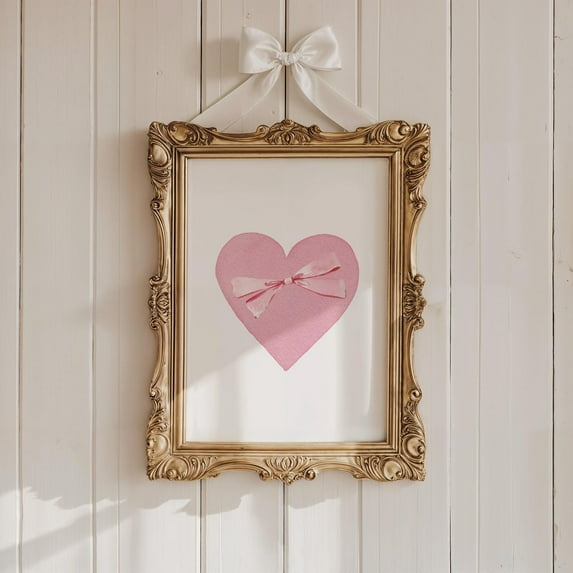 Coquette Heart Blush Valentine Wall Art, Unframed Paper Print Size ...