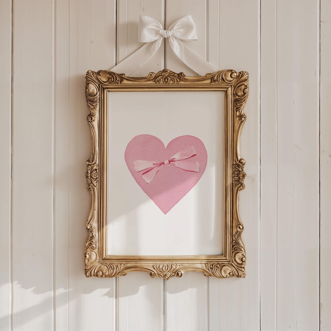 Coquette Heart Blush Valentine Wall Art, Unframed Paper Print Size 8x12 ...