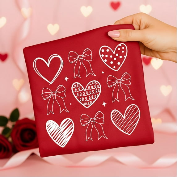 Coquette Heart Shirt Love Bow Doodle Heart Be Mine Xoxo Love Tee Soft ...