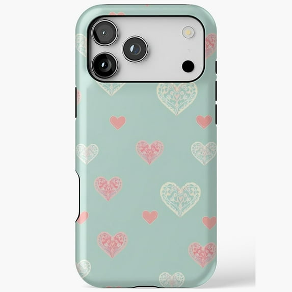 Coquette Hearts Pattern Tough Cover iPhone Case 11 through 17 Pro Max ...