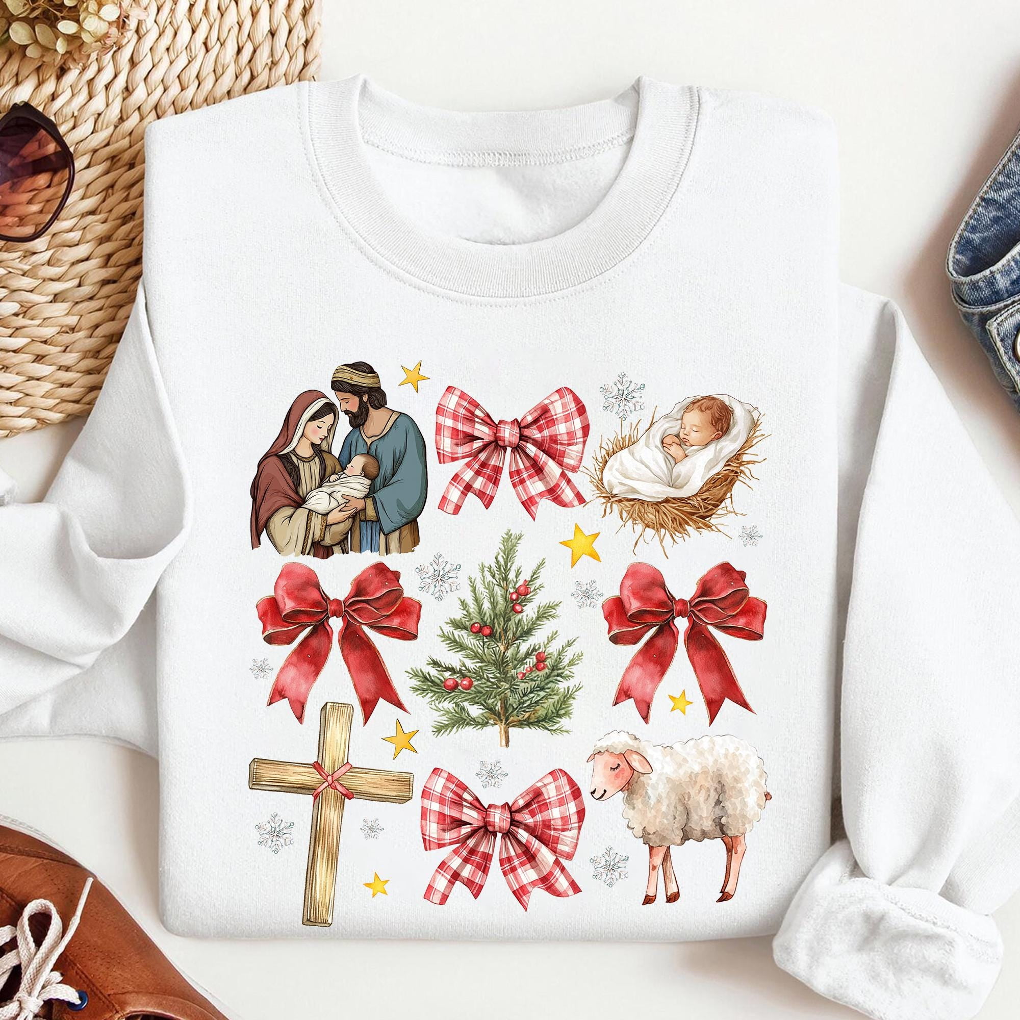Coquette Jesus Christmas Sweatshirt, Baby Jesus Lover Gift, Christian ...