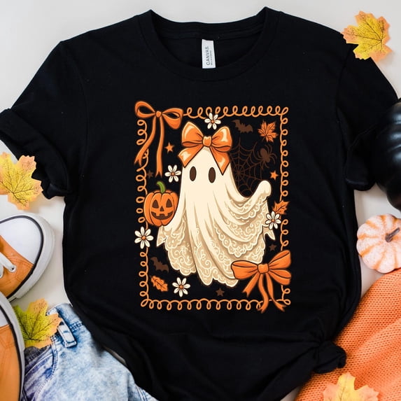 Coquette Lace Ghost Cute Preppy Boo Fall Spooky T-Shirt - Walmart.com