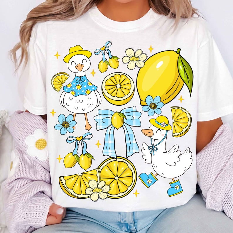 Coquette Lemon Goose Summer Shirt, Preppy Lemon Tee, Girly Summer Shirt ...