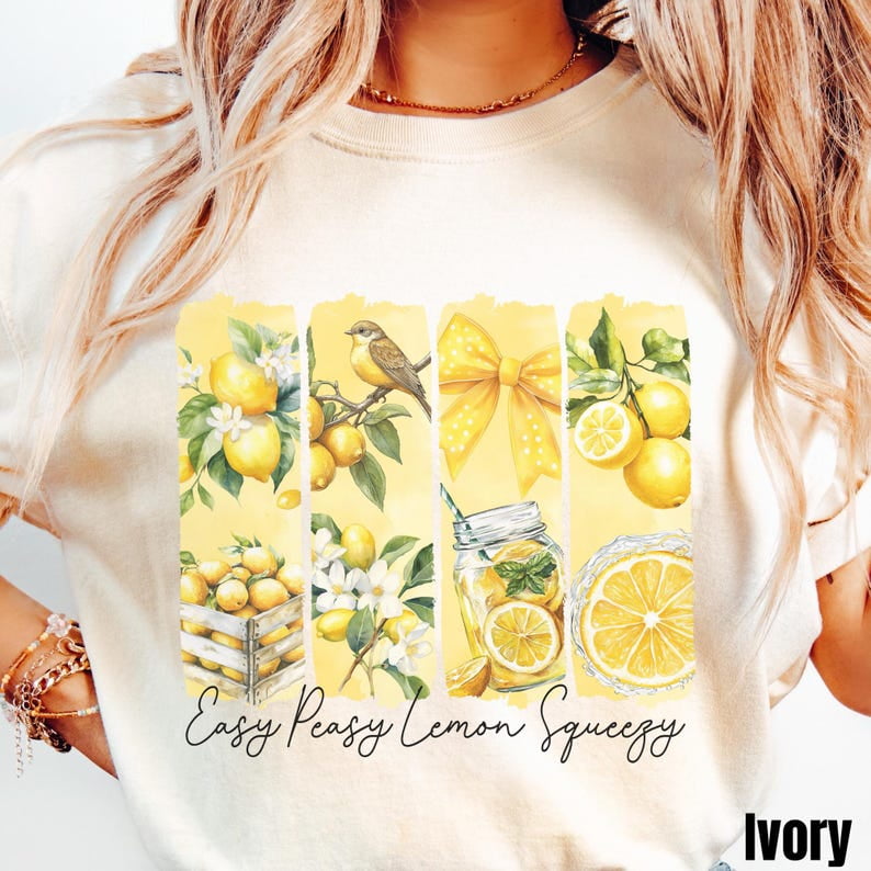 Coquette Lemon Shirt, Brushstroke Lemon Shirt, Summer Fruit Tee ...