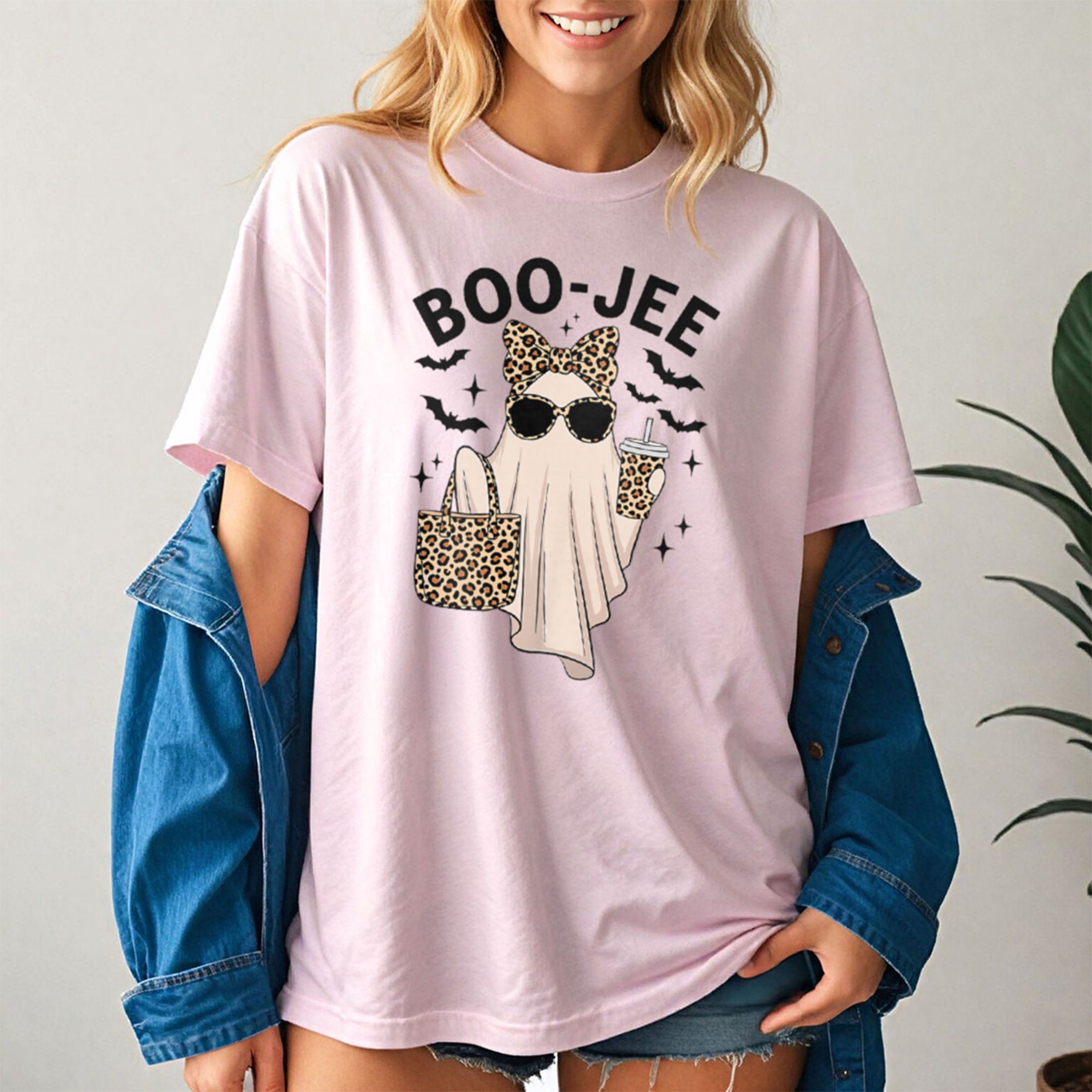 Coquette Leopard Ghost Coffee Boo-JEE Halloween Boujee Ghost T-Shirt ...