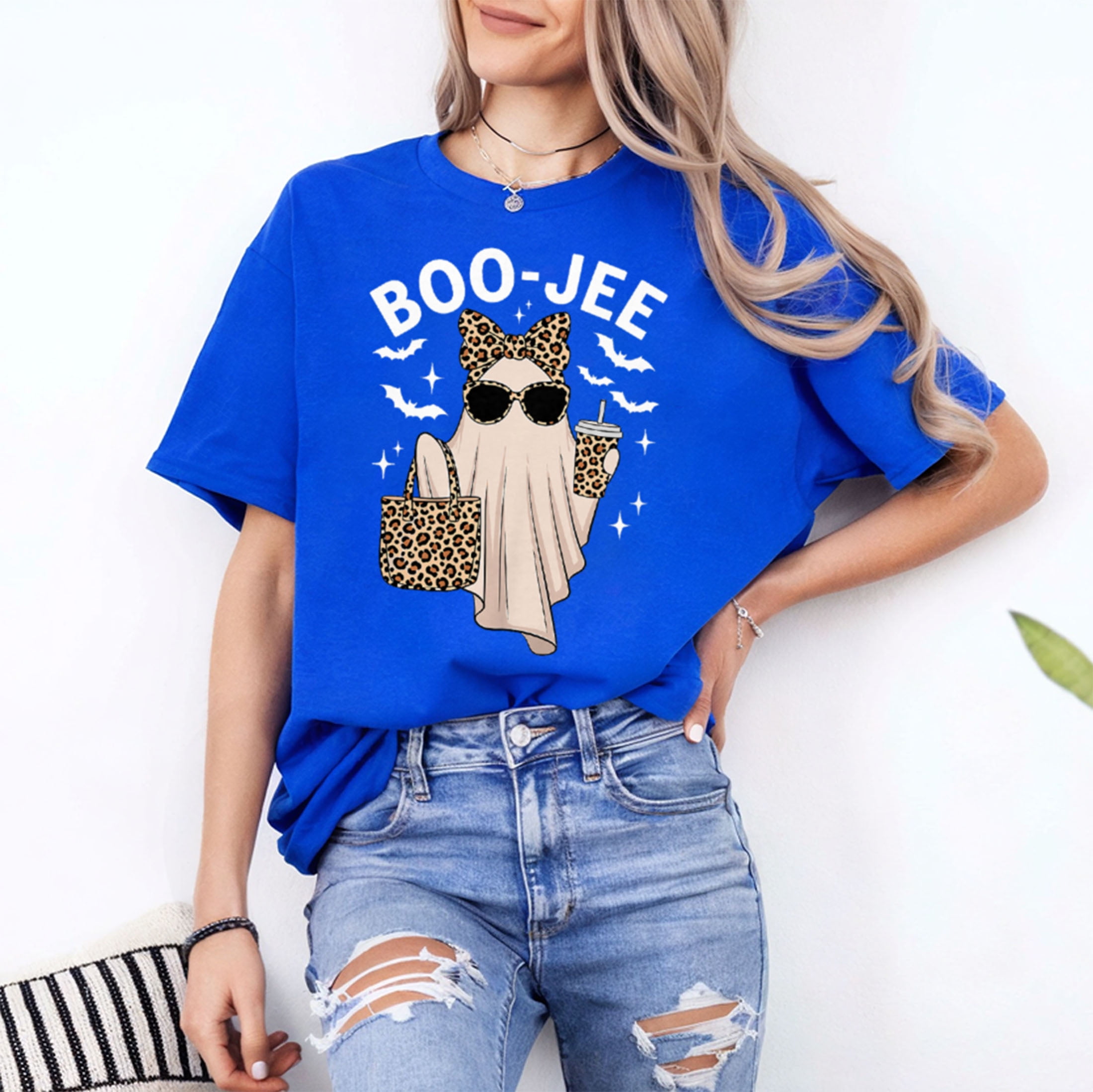 Coquette Leopard Ghost Coffee Boo-JEE Halloween Boujee Ghost T-Shirt ...